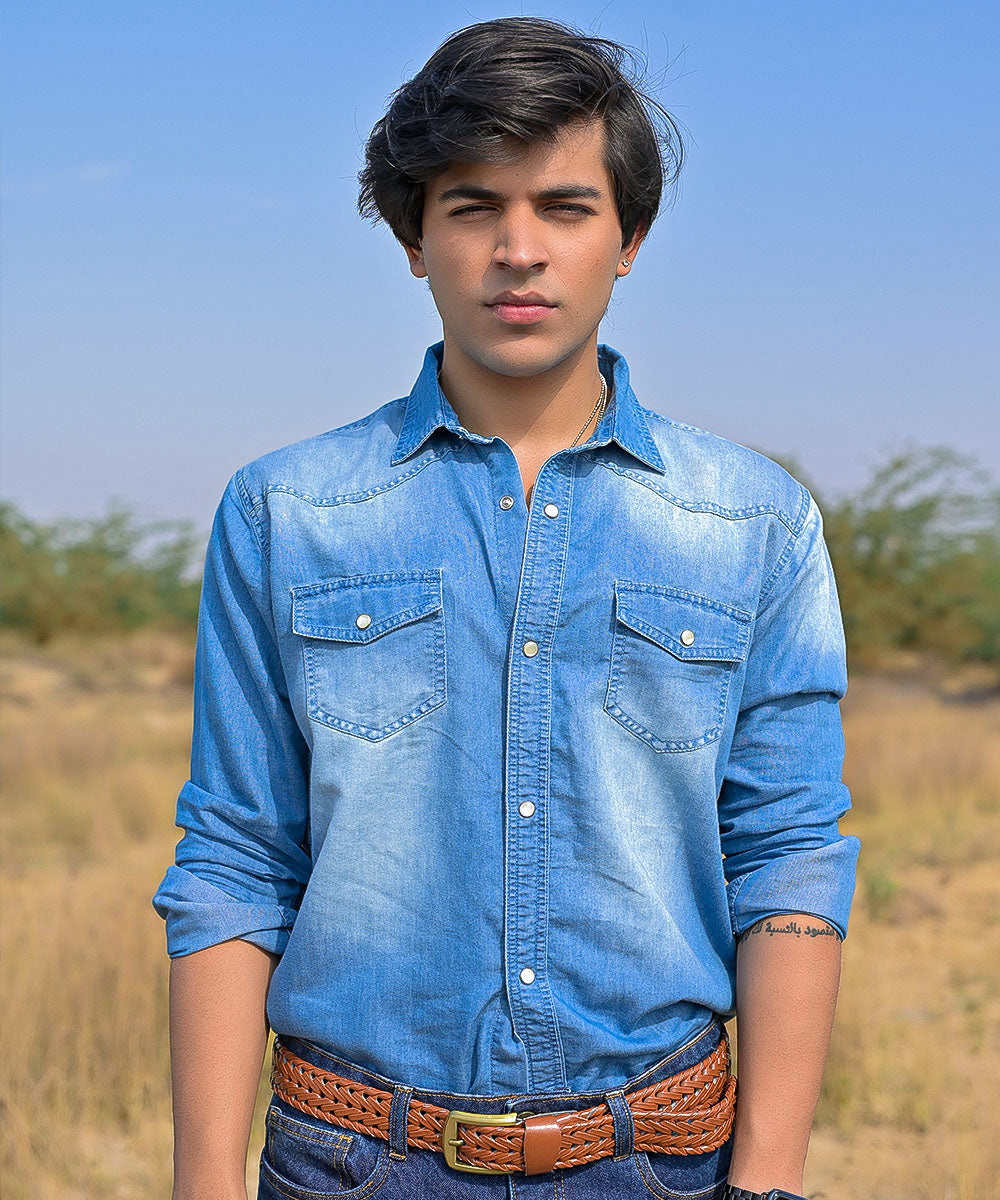 Oversized Light Blue White-Washed Denim Shirt Unisex | El Denim Vol. 1 ...